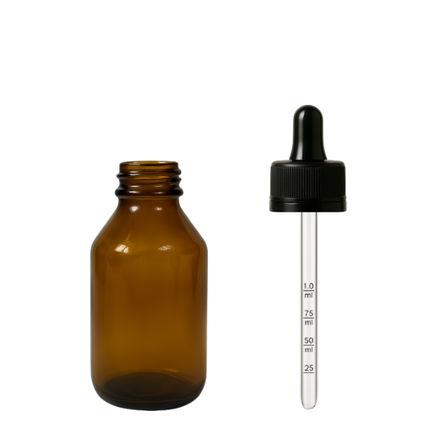 Frasco Âmbar 60ml Conta-Gotas Cânula